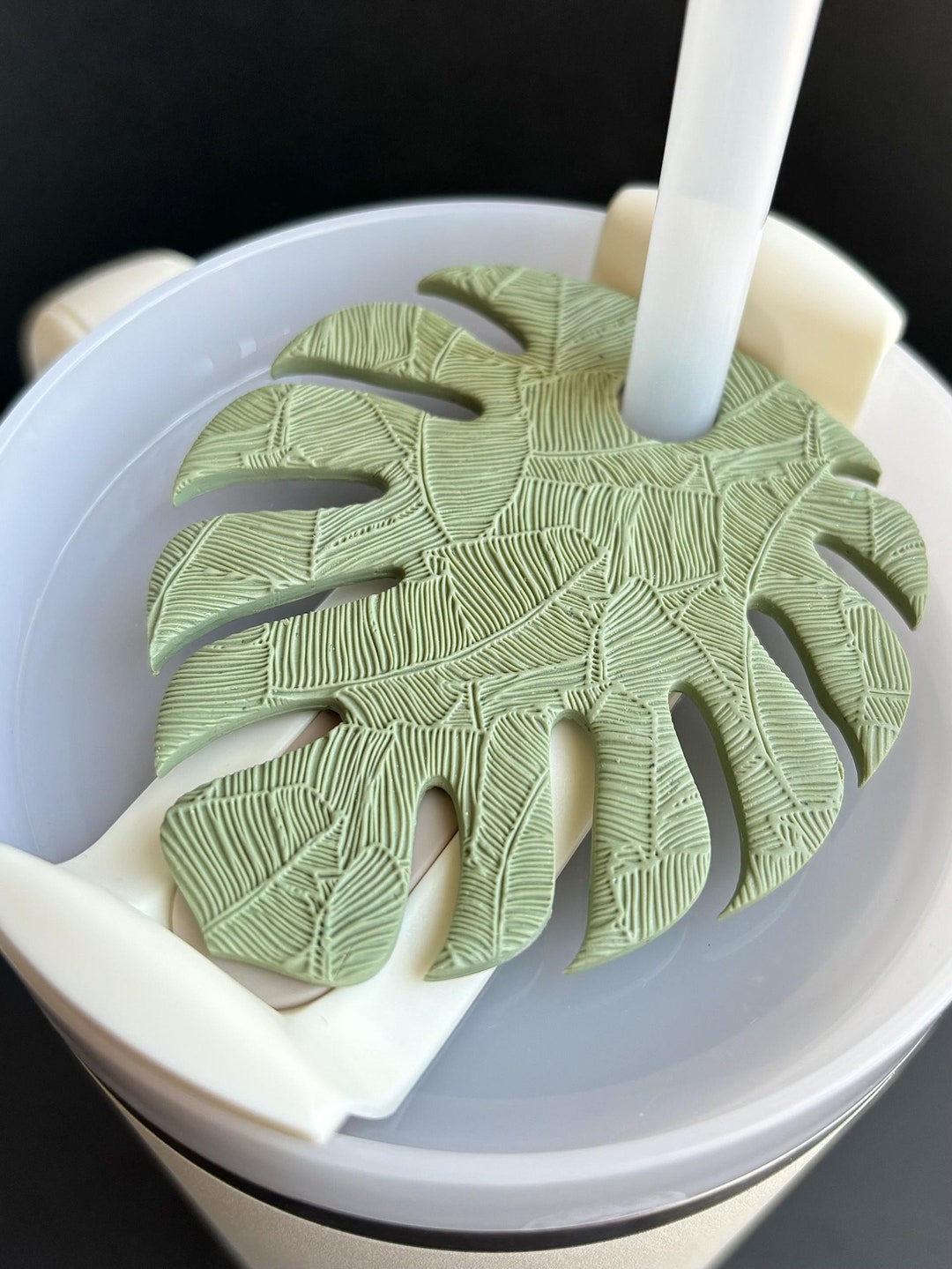 Green Textured Monstera Leaf Stanley Cup Topper 30oz or 40oz Stan Cup ...