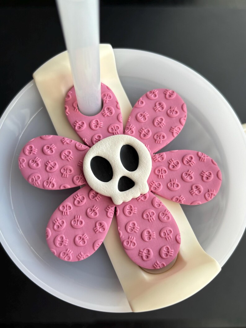 Halloween Stanley Cup Topper 40oz Skull or Pumpkin Face Flower Stanley ...