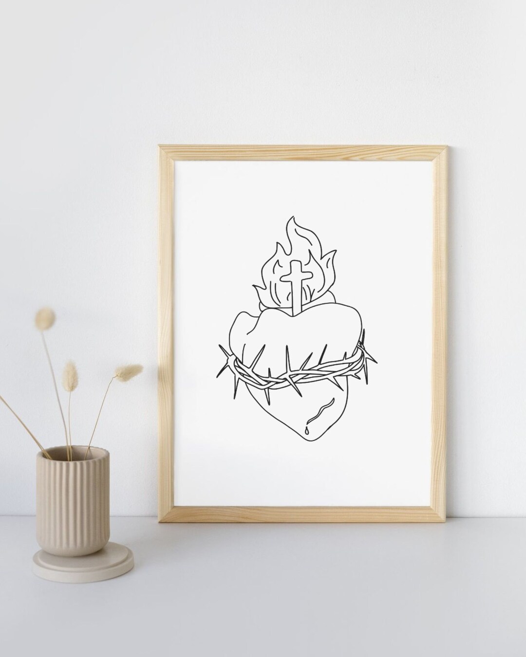Sacred Heart of Jesus Minimalist Printable Wall Art - Etsy