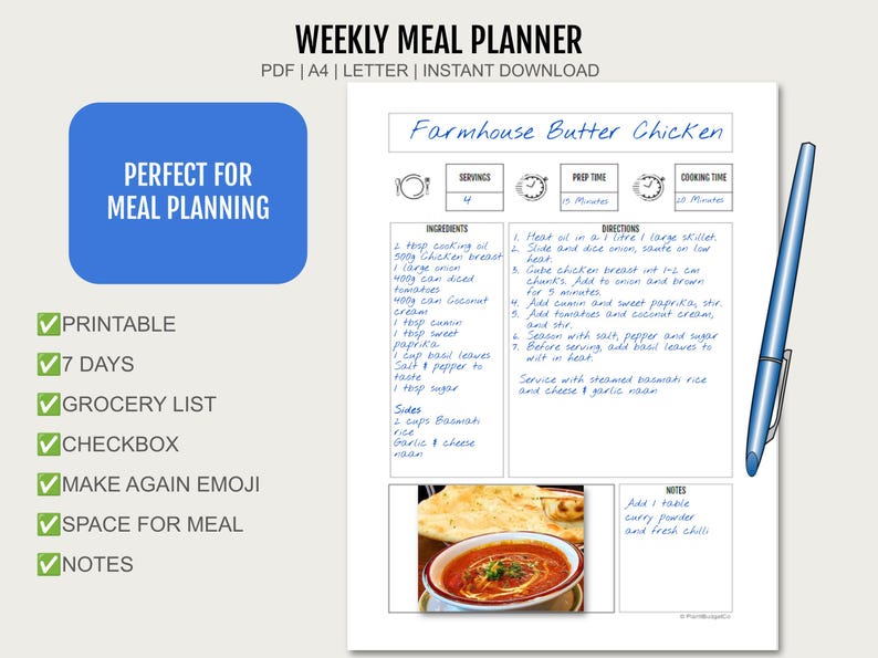 Editable Recipe Card Template, Printable Cookbook Page (digital ...