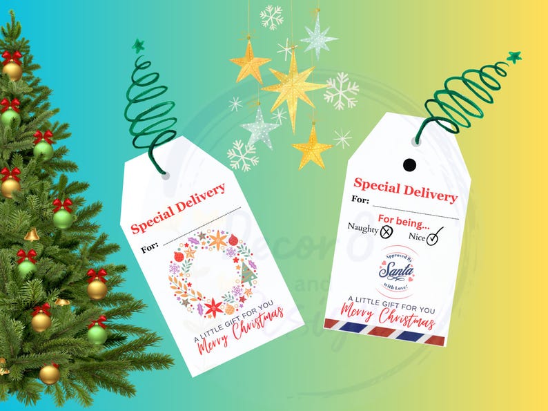 36 Printable Christmas Gift Tags | Festive Holiday Labels |(digital ...