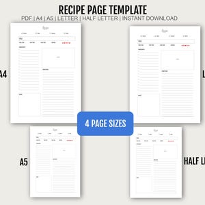 Simple Recipe Template Printable, Fillable Recipe Page, Cook Book ...