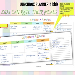 Kids Colorful Lunchbox Checklist, Toddler Healthy Lunchbox, School ...
