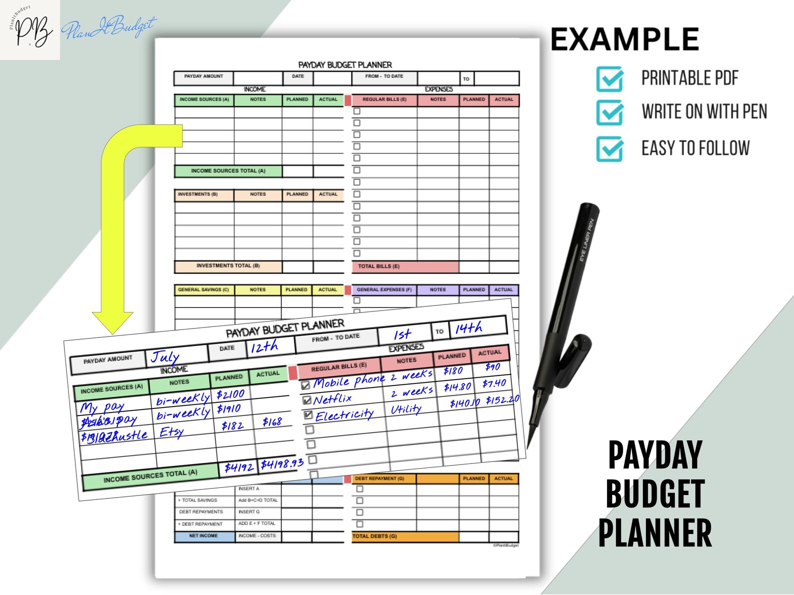 Budget Planner Printable PDF Financial Budget Google Doc Printable ...