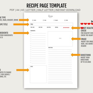 Simple Recipe Template Printable, Fillable Recipe Page, Cook Book ...