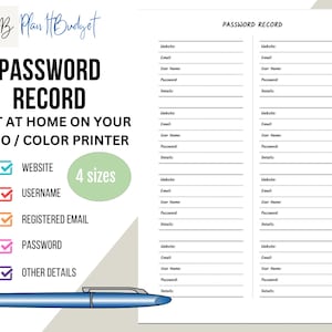 Printable Password Tracker, Simple Login Data Organizer (PDF Download ...