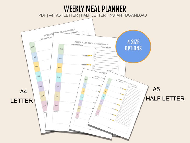 Printable Weekly Meal Planner With Grocery List, Fillable 7 Day Simple ...
