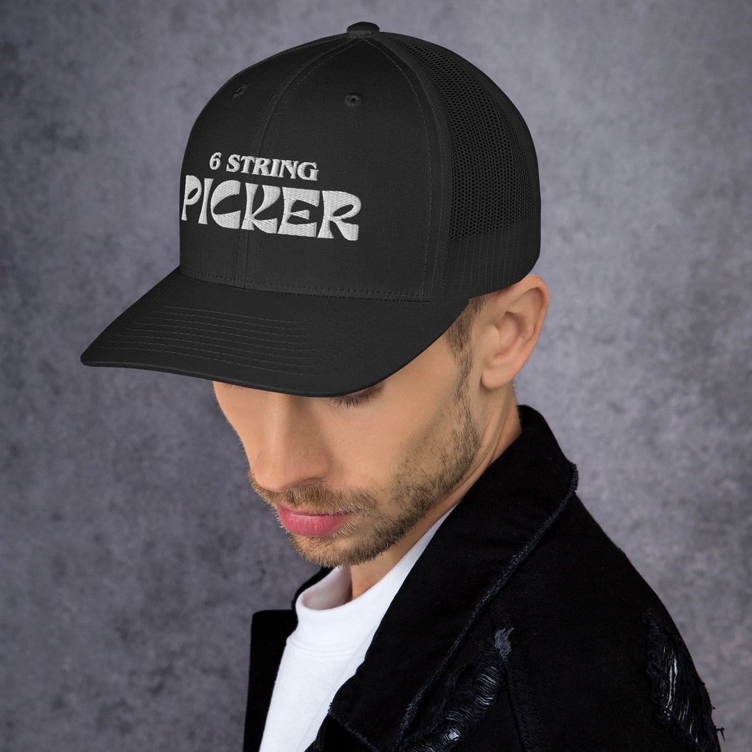 Guitar Picker Trucker Hat | Vintage-inspired Mesh Back Cap for Music ...