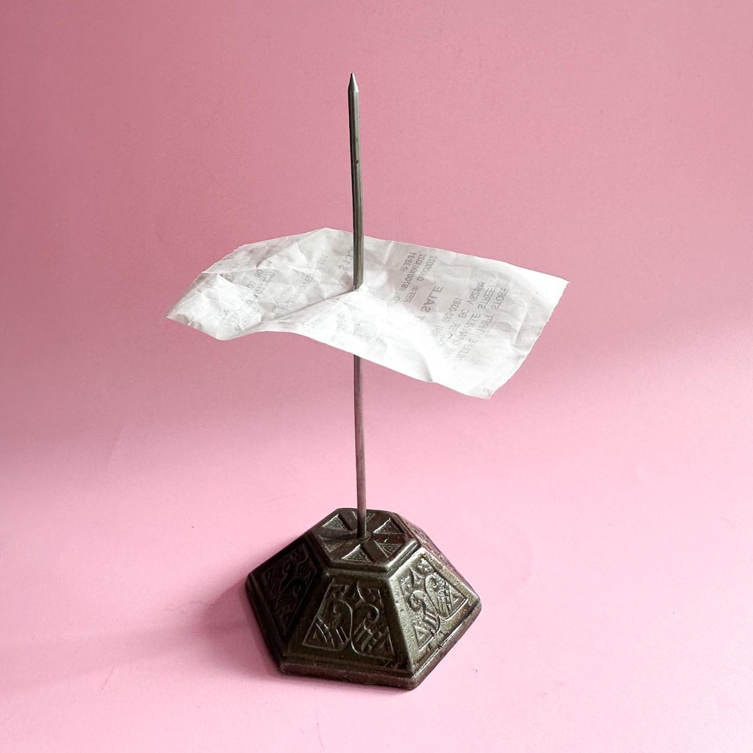 Vintage Victorian Cast Iron Bill Spike / Antique Cash Register Receipt ...