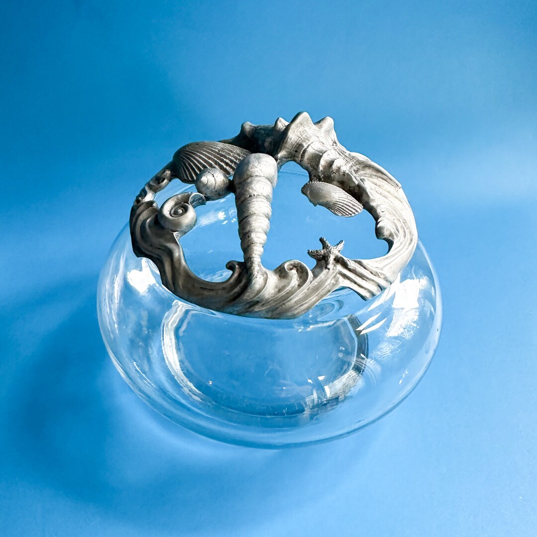 Vintage Seagull Pewter Etain Zinn Sea Shells Potpourri Bowl / Trinket ...