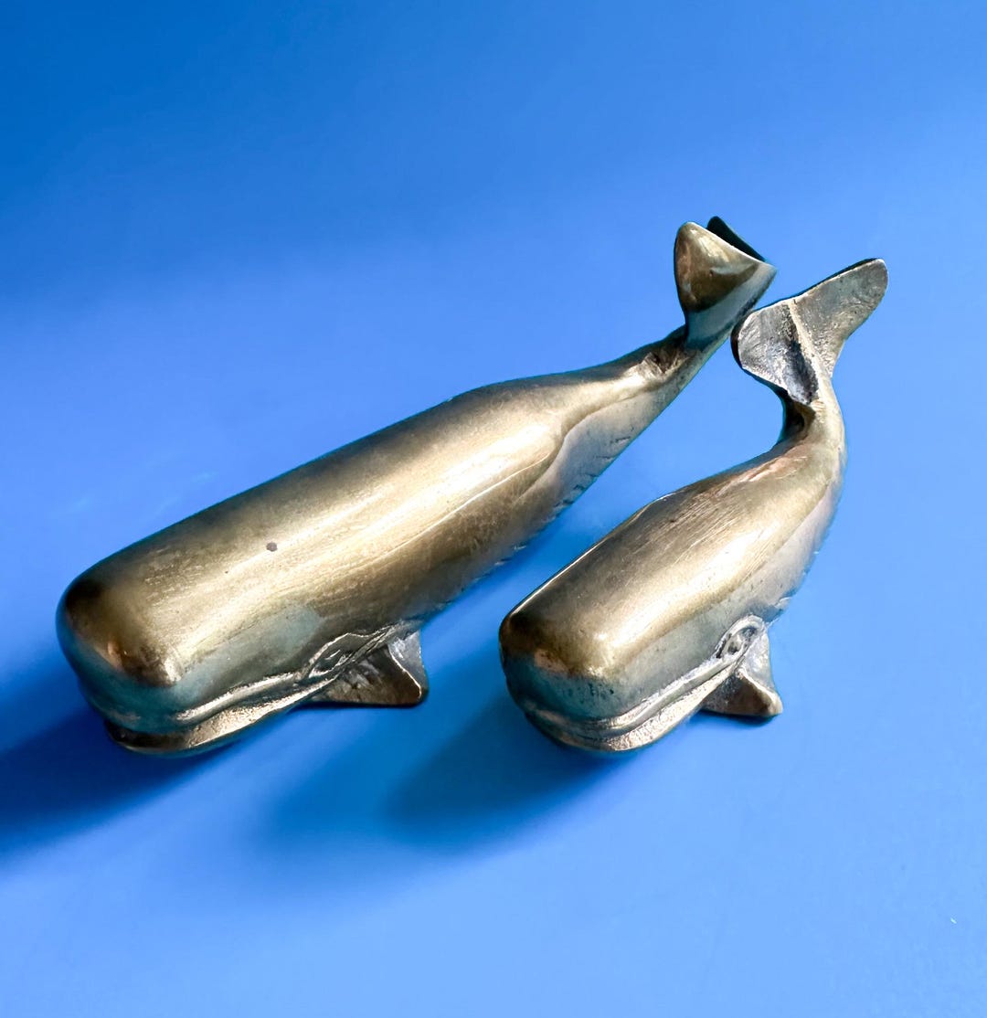 Vintage Brass Sperm Whale Statue / Mid Century Brass Bust Decor ...