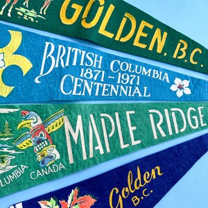 Original Vintage Felt Pennant Flags / Canada Pennants, Painted Souvenir ...
