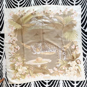 Vintage Salvatore Ferragamo Leopard Jungle Silk Scarf / Made in Italy ...