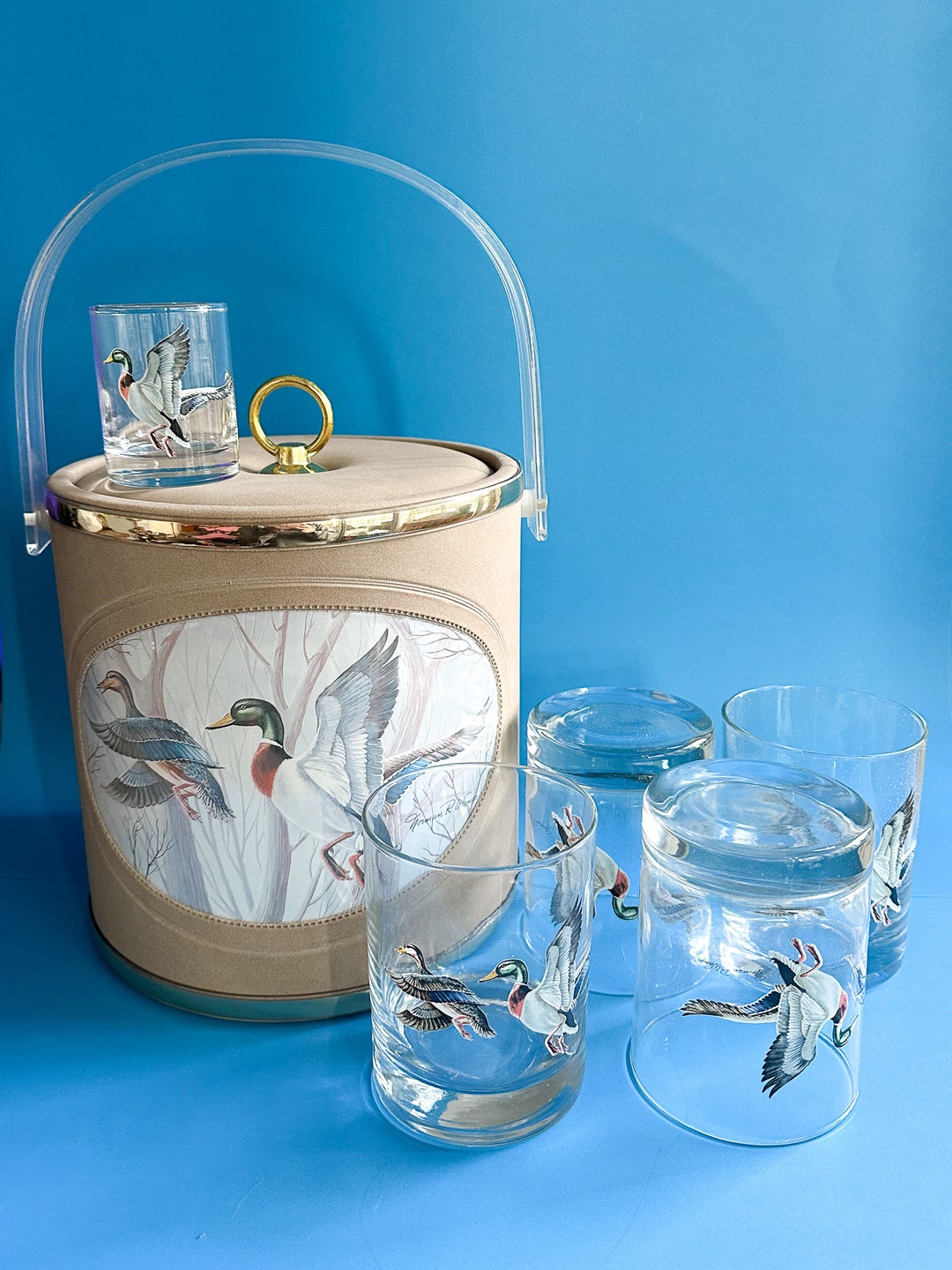 Vintage Monterey Collection Ducks Whiskey Barware Set / Norman R. Wamer ...