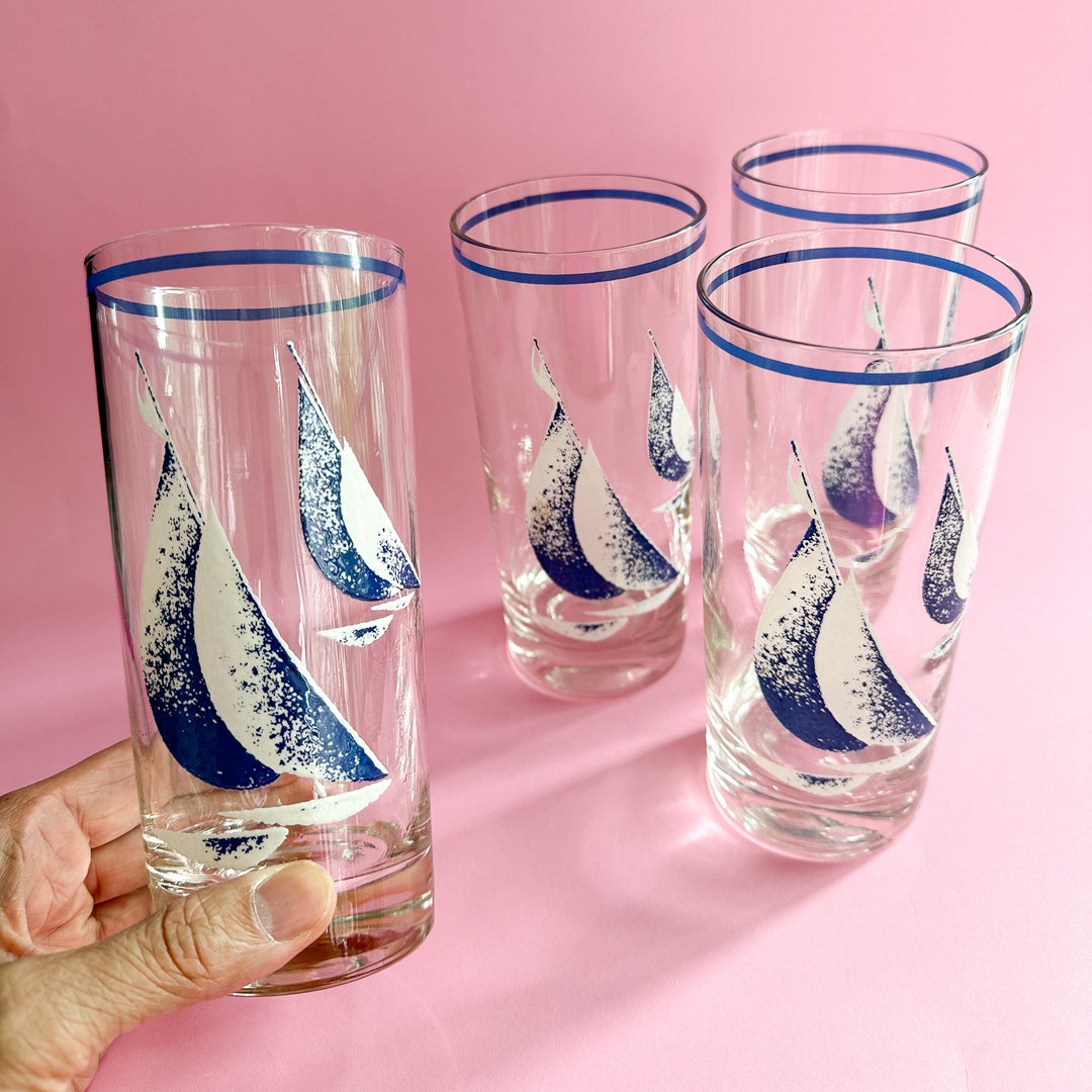 Vintage Noritake Glassware / Running Free Sailboat Tumbler Glasses ...