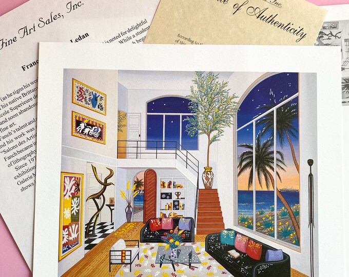 Vintage Fanch Seriolithograph Print / Francois Ledan Art, Interior With ...