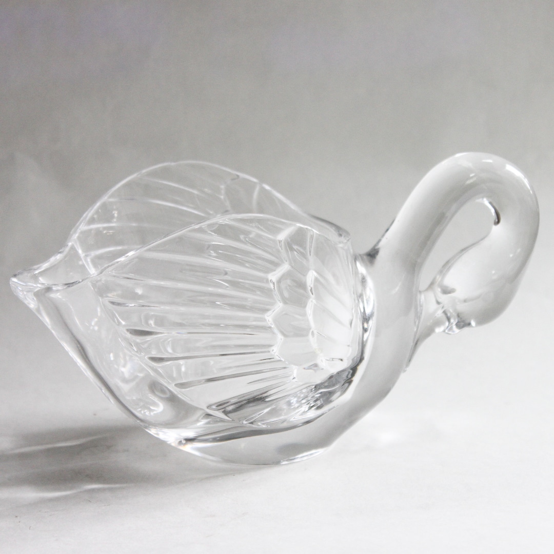Vintage Cristal D'arques-durand Swan Vase / Crystal Glass Swans Bowl ...