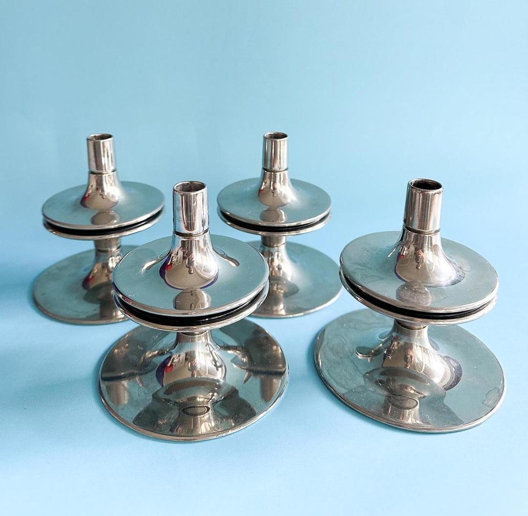 Vintage Fritz Nagel Chrome Stackable Candle Holders / Modular Space Age ...