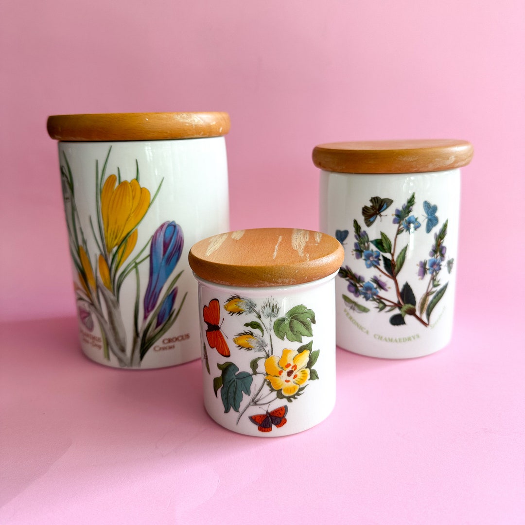 Vintage Portmeirion Botanic Garden Canisters / Floral English Ceramic ...