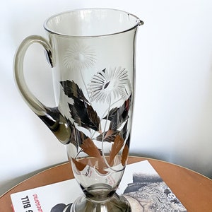 Vintage Bohemia Crystal Glass Pitcher / Bavaria Etched Crystal Water ...