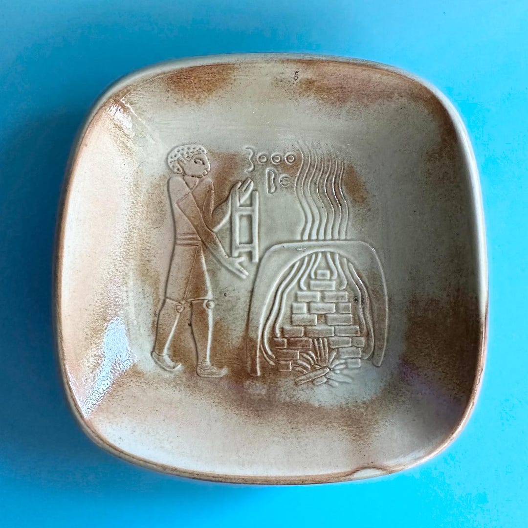 Vintage Luke Lindoe Glazed Clay Plate / Egyptian Ashtray, Ceramic Dish ...