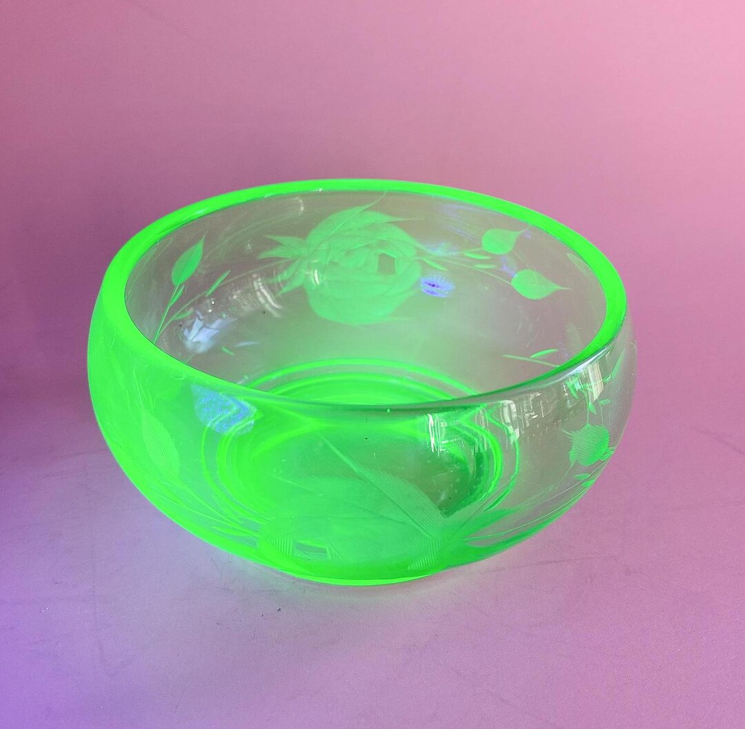 Vintage Tiffan Uranium Optic Glasses / Antique Yellow Vaseline ...