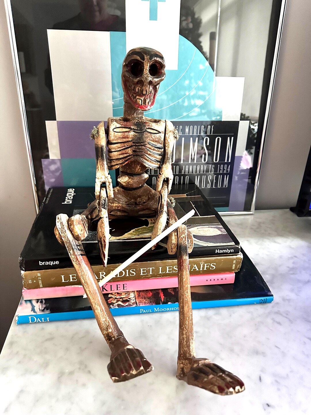 Vintage Mexican Day of the Dead Folk Art Skeleton Figure / Hand-carved ...