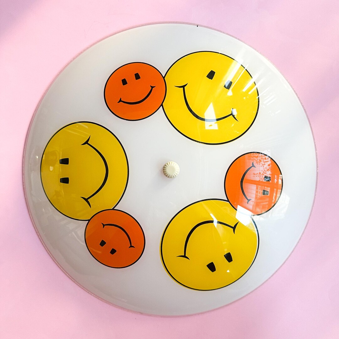 Vintage Smiley Face Glass Ceiling Light Shade Cover / Ceiling Fixture ...