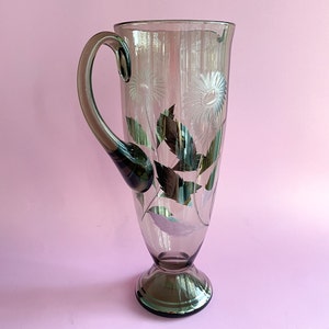 Vintage Bohemia Crystal Glass Pitcher / Bavaria Etched Crystal Water ...