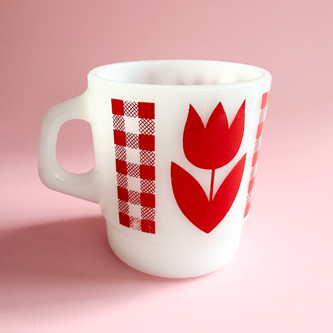 Vintage Termocrisa Tulip Milk Glass Coffee Mug / Flower Pattern ...