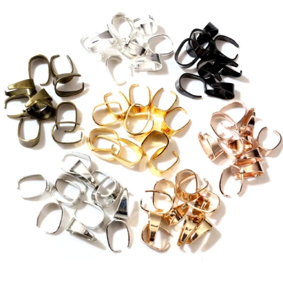 50pcs Pendant Clips Pinch Bail Clasps Buckle Charm Necklace for Jewelry ...