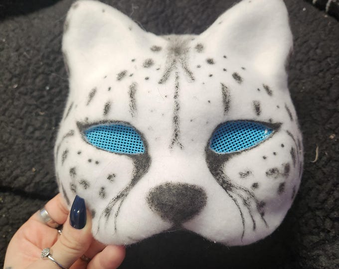 White Snow Leopard Therian Animal Cat Mask - Etsy