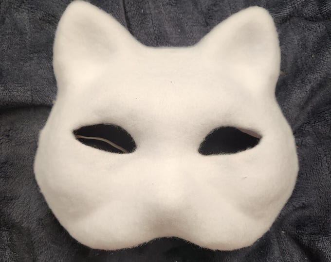 Plain White Fleece Animal Therian Cat Mask - Etsy