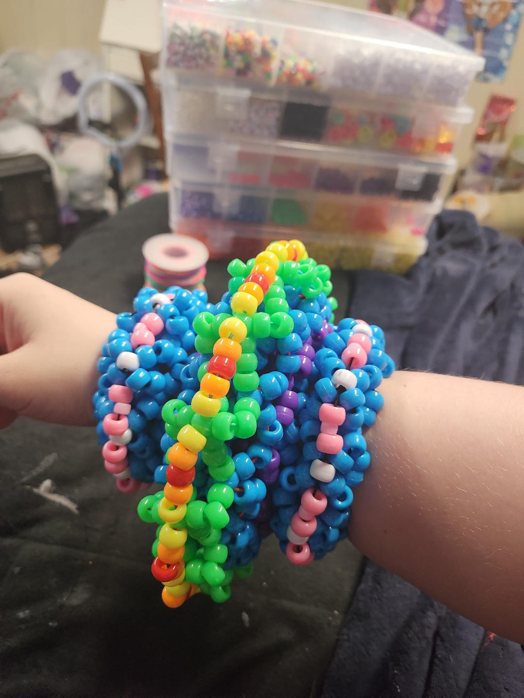 Extra Large Epic Kandi Rotator Cuff Blue Rainbow - Etsy