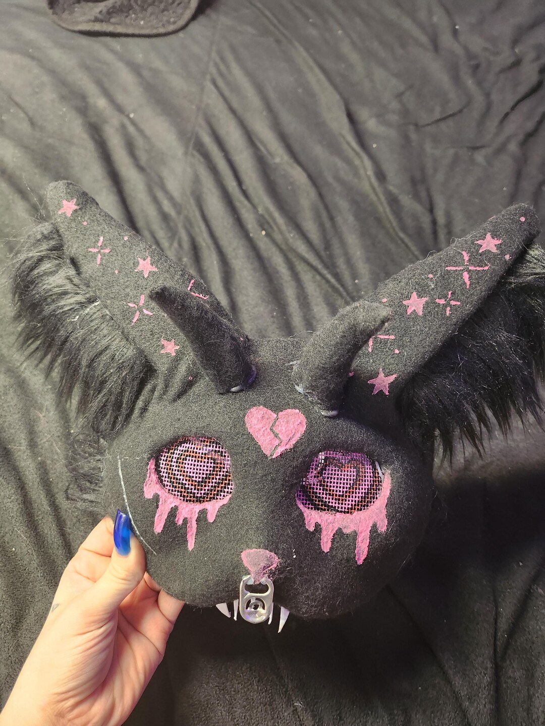Black & Pink Therian Animal Cat Mask - Etsy
