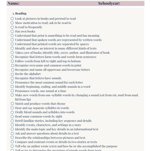 Kindergarten Homeschool Checklist - Etsy