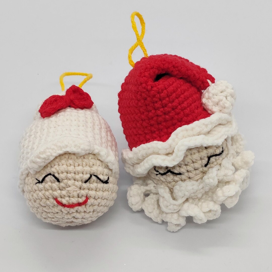 2 in 1 Mr. and Mrs. Claus Crochet Pattern, Christmas Ornament Tutorial ...
