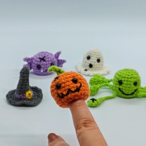 Crochet Halloween Finger Puppets Pattern – PDF Amigurumi Ghost, Pumpkin ...