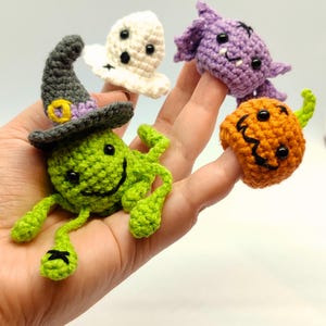 Crochet Halloween Finger Puppets Pattern – PDF Amigurumi Ghost, Pumpkin ...