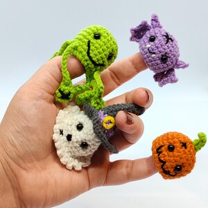 Crochet Halloween Finger Puppets Pattern – PDF Amigurumi Ghost, Pumpkin ...
