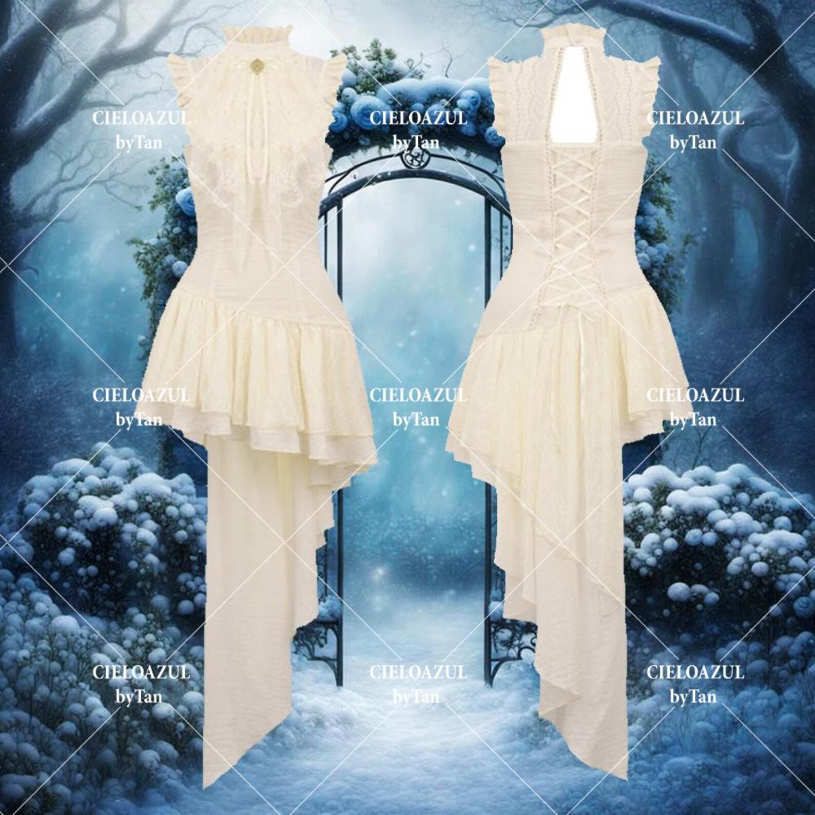 Steampunk Irregular Ruffle Lace Tail Dress, Renaissance Faire Dress - Etsy
