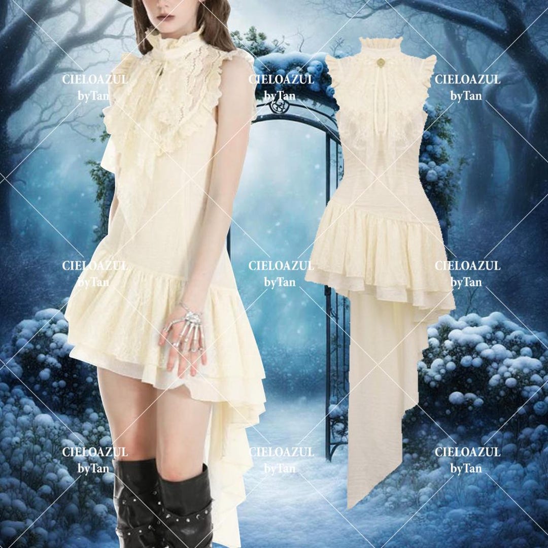 Steampunk Irregular Ruffle Lace Tail Dress, Renaissance Faire Dress - Etsy