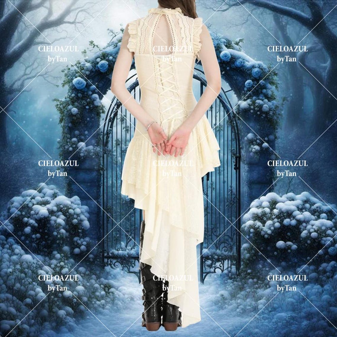 Steampunk Irregular Ruffle Lace Tail Dress, Renaissance Faire Dress - Etsy