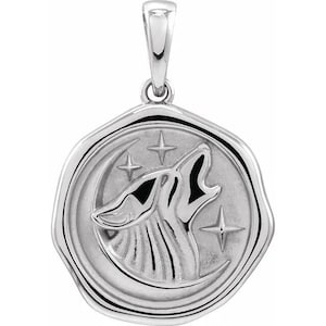 Sterling Silver Wolf Spirit Animal Medallion Pendant Necklace - Etsy