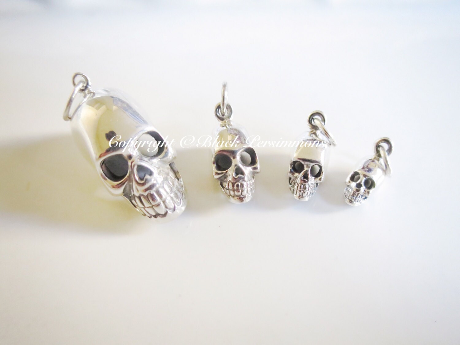 Mini Skull Necklace Solid 925 Sterling Silver Charm - Etsy