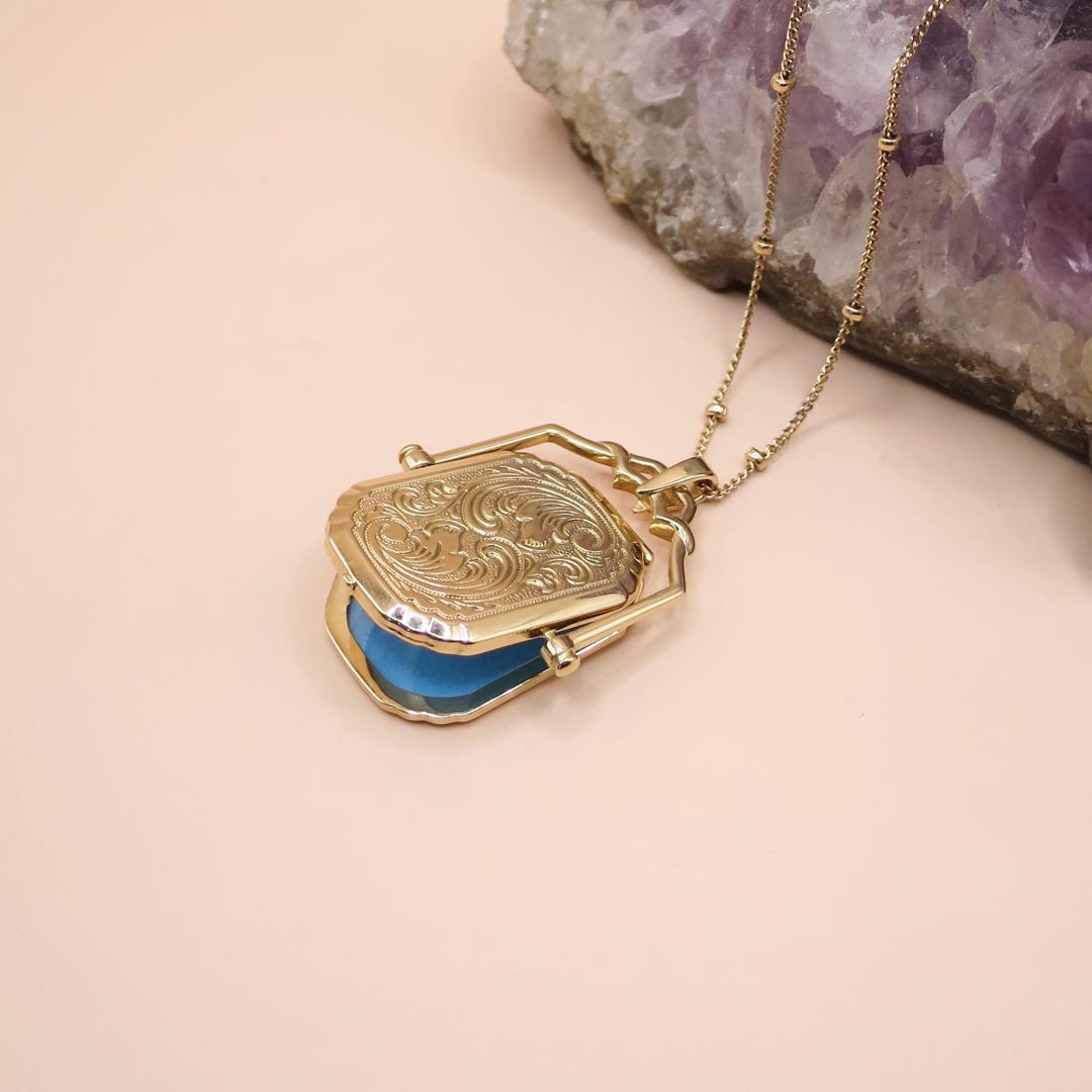 Large 14K Yellow Gold Antique Victorian Style Inspired Swivel Photo ...