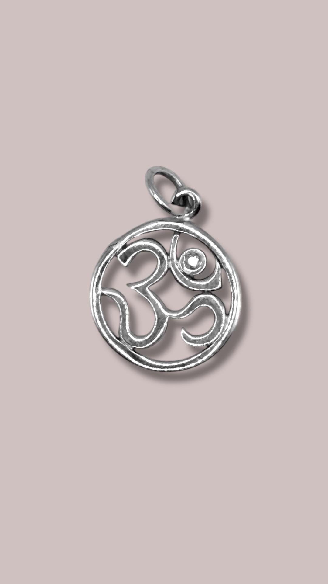 Sterling Silver Ohm Necklace With Diamond: Auspicious Charm - Etsy