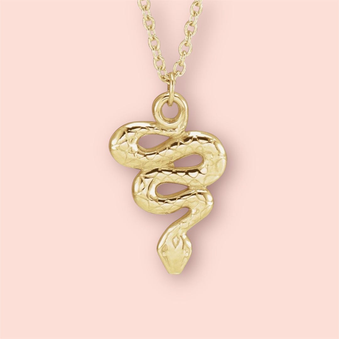 14k Yellow Gold Year of the Snake Serpent Charm Necklace 15.1x9.8 Mm - Etsy