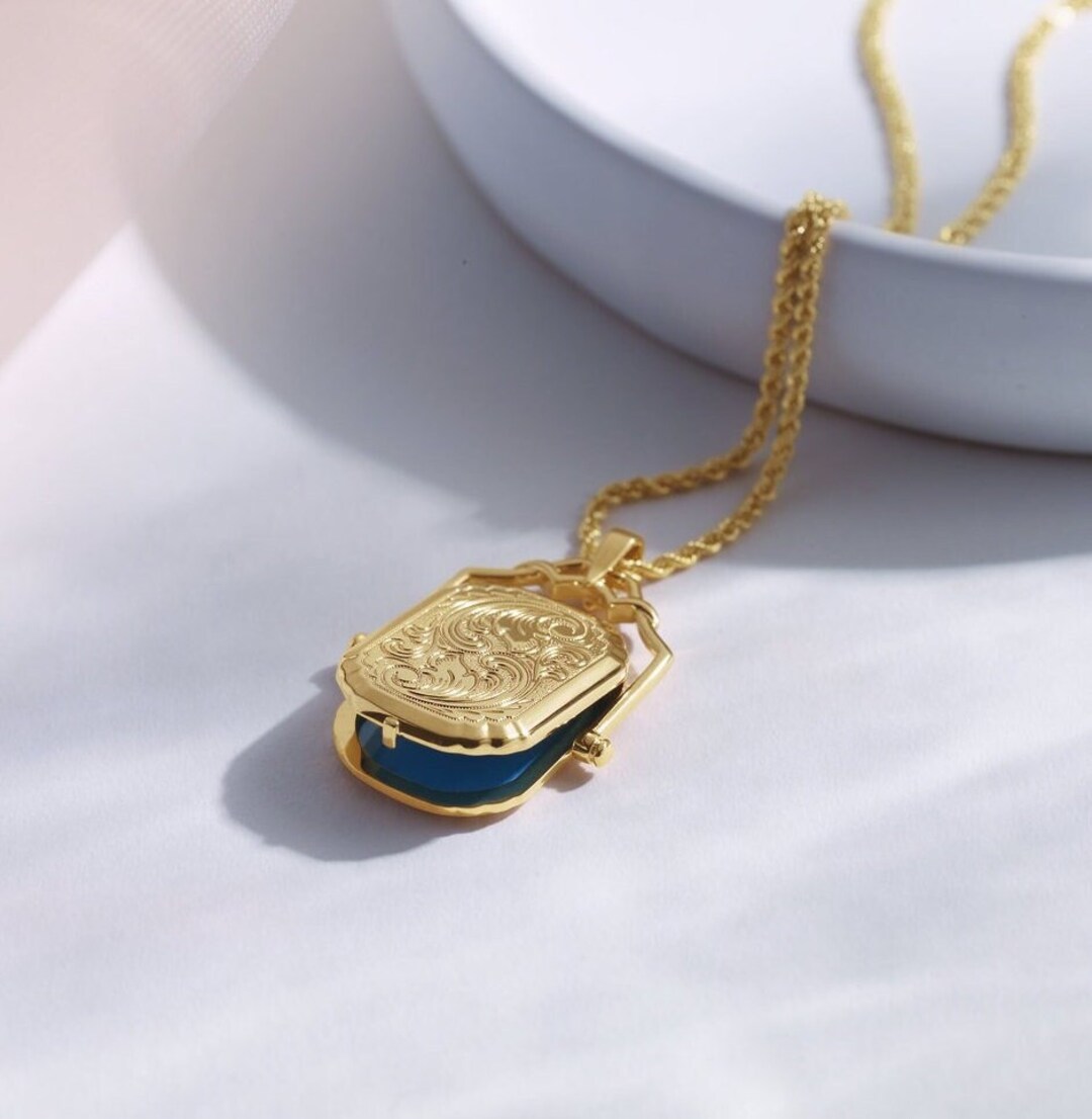 Large 14K Yellow Gold Antique Victorian Style Inspired Swivel Photo ...