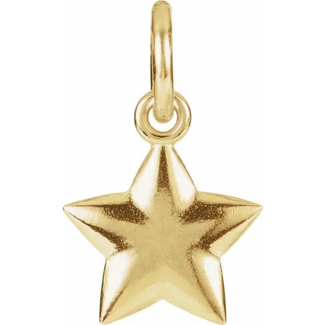 14K Yellow Gold 15.75x9.75 Mm Puffed Star Charm Necklace - Etsy